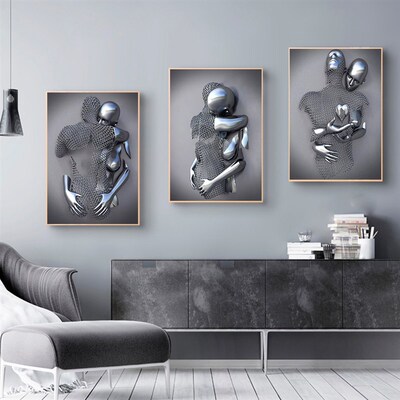 Modern Metal Figure Statue Art  Painting Romantic Abstract P