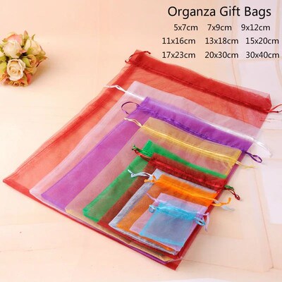 10pcs/lot (9 Sizes) Organza Gift Bag Jewelry Packaging Bag W