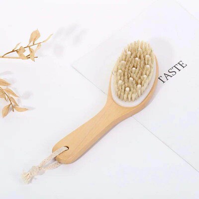 Dry Skin Wood Body Brush Exfoliation Natural Bristle Back Br