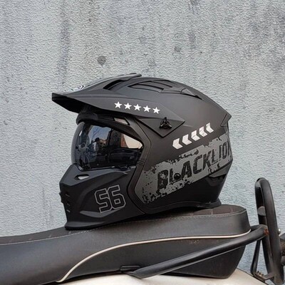 ORZ Motorcycle Helmet Vintage Casque Moto Black Warrior Comb