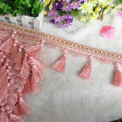12 Yards Curtain Tassel Fringe Edging Lace Trim Bead DIY