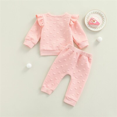 Citgeett Spring Valentines Day Kids Girls Suit Set Solid Co