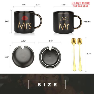 Mr and Mrs Coffee Mugs Cups Gift-Set for Engagement Wedding