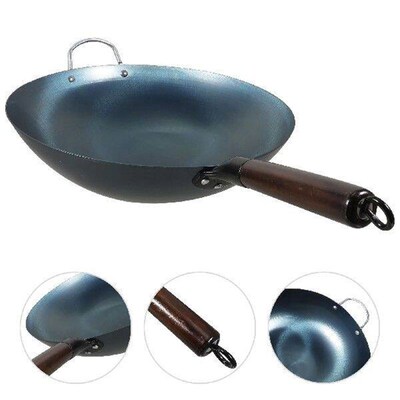 Round Bottom Non Stick Wok Griddle Chinese Stir-fry Pan