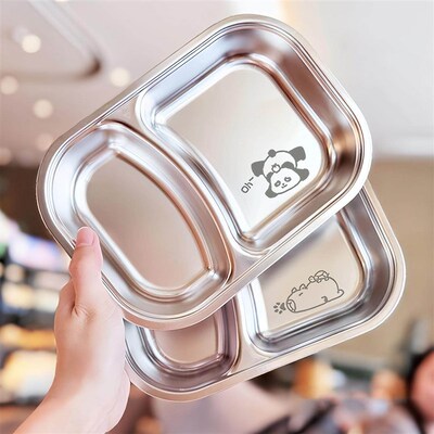 Stainless Steel Childrens Partitioned Plate for Kindergarte