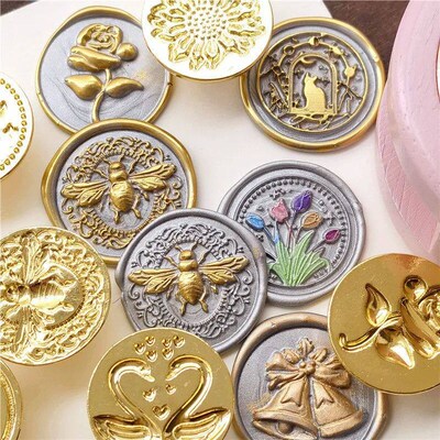 3D Embossed Wax Seal Stamp Rose Bee Sealing Wax Stamp Head F