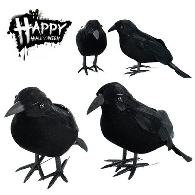 1pc Halloween Black Crow Model Simulation Fake Bird Animal1