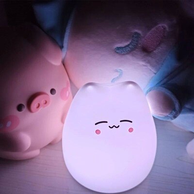 Mini Kawaii Popular Cat Baby Night Lamp 7-color Pat Touch Co