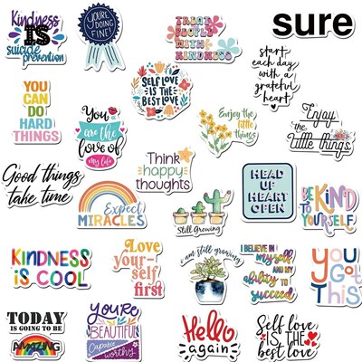 52pcs Inspirational Quote ers Pack Positive Decals for Water