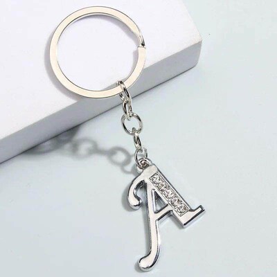 Metal Keychain A-Z Initial Key Ring 26 Capital Letter Key Ch