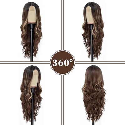 Womens Chemical Fiber Wigs Small Lace Hood Large Wavy Long
