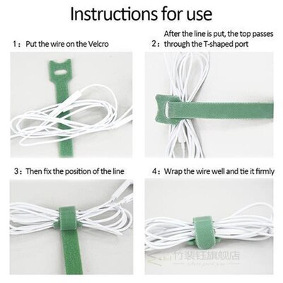 50pcs T-type Velcro Cable Tie Wire Reusable Cord Organizer W