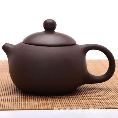 Chinese gift souvenir dark-red enameled pottery tea set ware