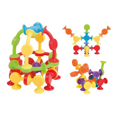 19 Pcs Suckers Assembled Toys Funny Silicone Block Model Con