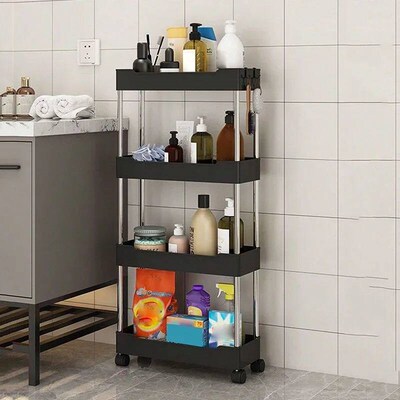1pc 3/4 Tier Rolling Storage Cart High Capacity Storage Shel