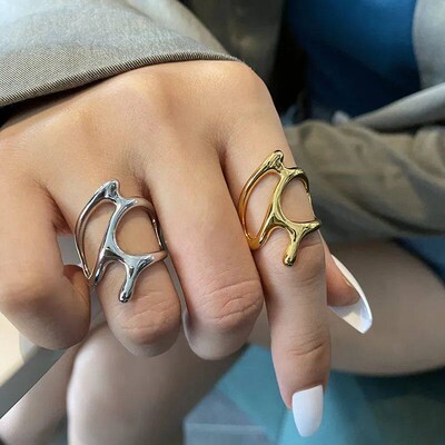 Silver Color rendy Vintage Elegant Irregular Adjustable Ring