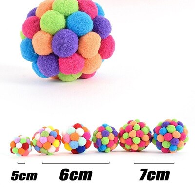 Handmade Funny Cats Bouncy Ball Toys Kitten Plush Bell Ball