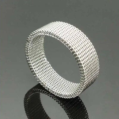 Modern stainless steel mesh band ring for mens womans  jew