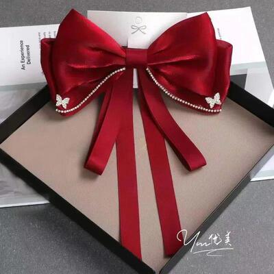 Bow Velvet Barrettes Women Temperament Ponytail Hairpin Hair