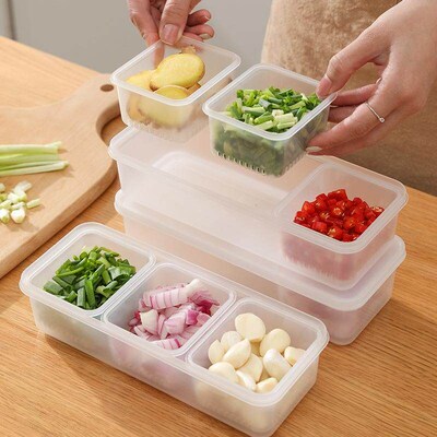 Three-compartment scallion flower water-draining storage box