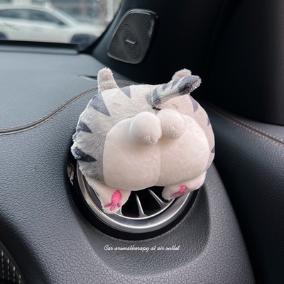 柯基起司猫屁屁毛绒玩偶汽车载出风口香薰DIY摆件车内香氛扩香器