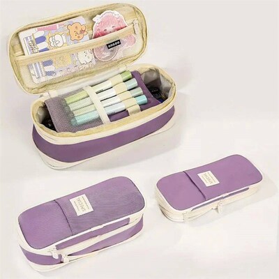 Retractable Pencil Case purple Large Capacity Pencil Box pin