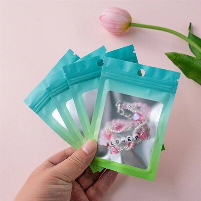 100Pcs Gradient Bags Resealable With Zipper Plastic Packagin