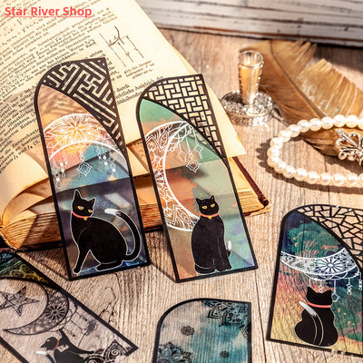 6 pcs/set Cute black cat daily series Bookmark PVC Matte Rea