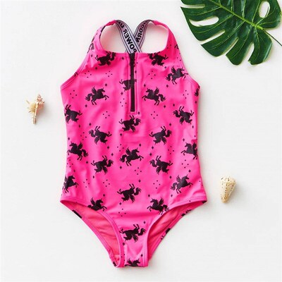 New Arrival 3~10Y Girls Swimwear Unicorn Girls swimsuit Ruff