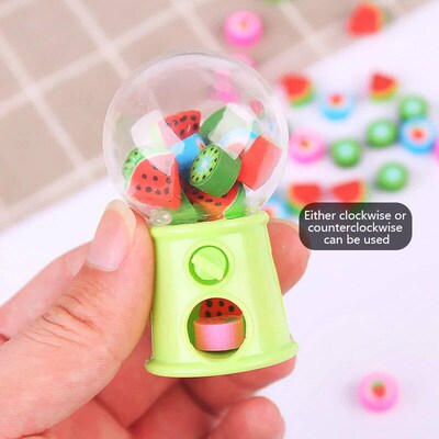 Cute Mini Gashapon Machine Design Erasers Cartoon Fruit Rubb