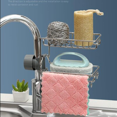 Kitchen Faucet Holder Soap Drainer Shelf Basket Organizer