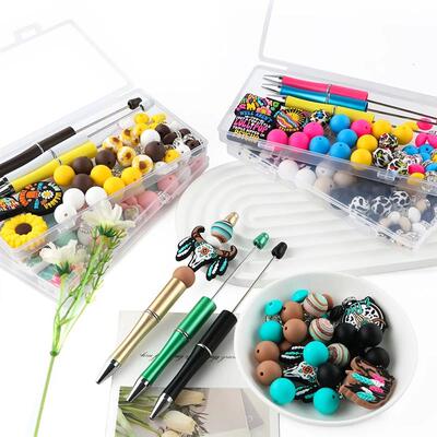 54pcs/Lot Boxed Pen/Silicone Round Bead/Focus Beads Combinat