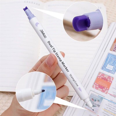 6/1PCS Dual Tip Stamp Marker Pens Star/Heart/Moon/Drop/Squar