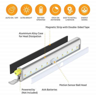 6/10 LEDs PIR LED Motion Sensor Light Cupboard Wardrobe Bed