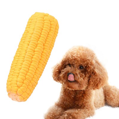 Pet Dog Puppy Latex Corn Shape Squeaky Bite-resistant Intera