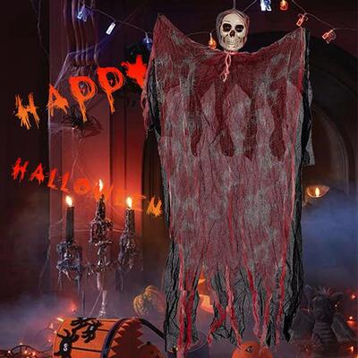 Halloween Terror Hanging Skull Head Tulle Pendant Front Door