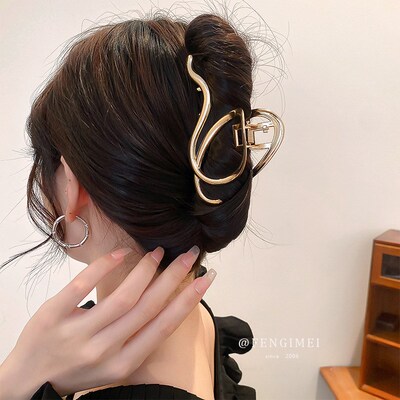 Korean Metal Geometric Hair Claw Barrettes Elegant Hair Clip