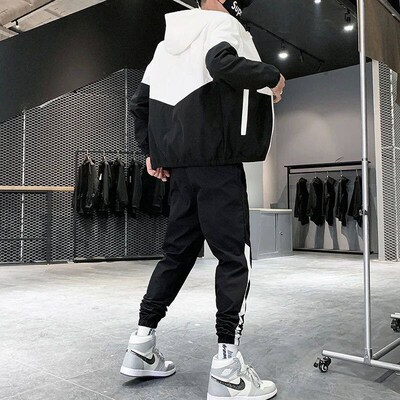 Dropshipping Patchwork Hip Hop Casual Mens Sets 2023 Korean