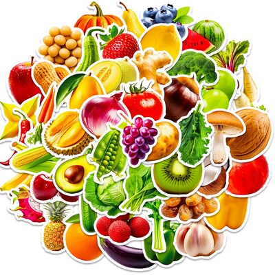 50PCS Vivid Fruit & Vegetables(Grape Cherry Carrot Broccoli)