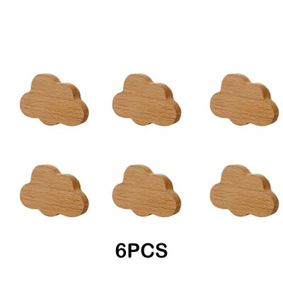 6PCS Cloud/Star Shape Furniture Handles Moon Drawer Wooden K