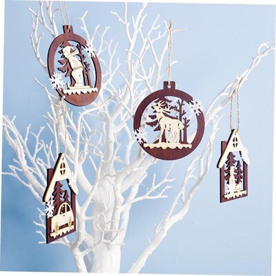 1PC 2D 3D Christmas Ornament Wooden Hanging Pendants Star1