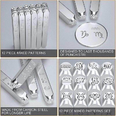 12PCS Constellation Design Metal Stamp Set, MM Horoscope