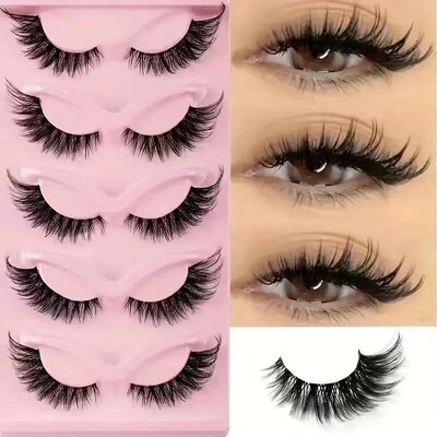 Hot Selling Makeup 5 Pairs Cat Eye Lashes Faux Eyelashes  Ey