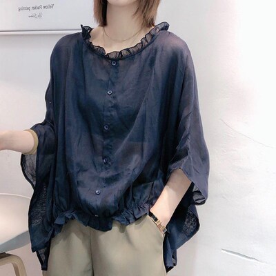 2020 Summer New Arts Style Women Batwing Sleeve Loose Shirts