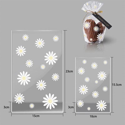 25/50PCS Daisy Candy Bags Transparent Flower Cookies Packagi