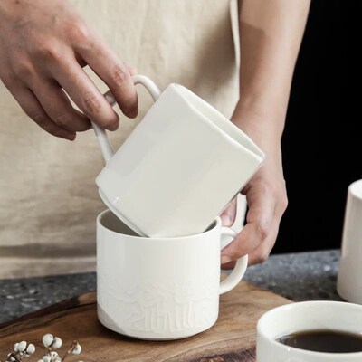 milk tea glass ceramic coffee mug cup cute cartoon spoon杯子