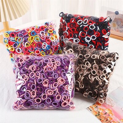 50/100/200Pcs Solid Color Hair Bands for Girls Kids Ponytail