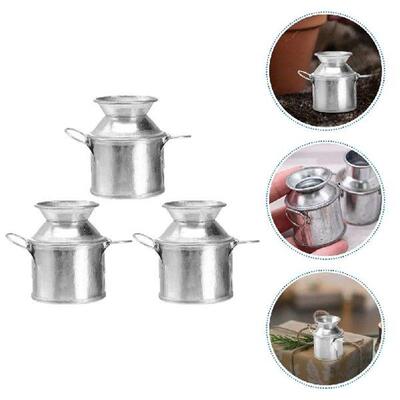 3 Pcs Mini Metal Buckets Small Iron Vase Decorative For