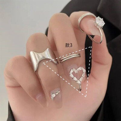 Fashion Gothic Metal Line Thin Nail Rings for Women Girls Da