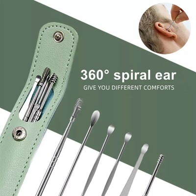 6Pcs/set ear cleaner Ear Wax Pickers Stainless Steel Earpick